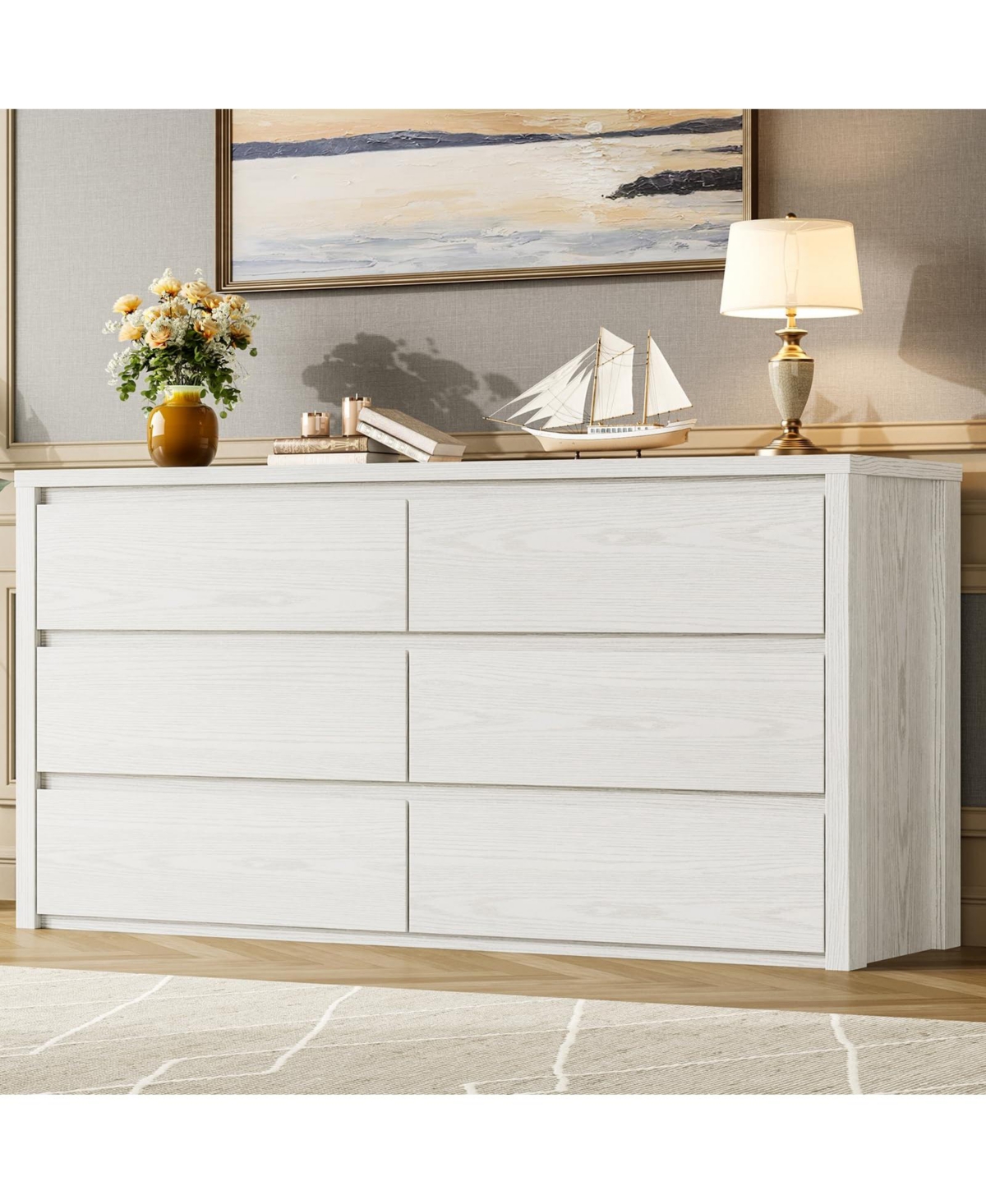 Click here for homfan Modern Handle-Free 6 Drawer Dresser for Bed... prices