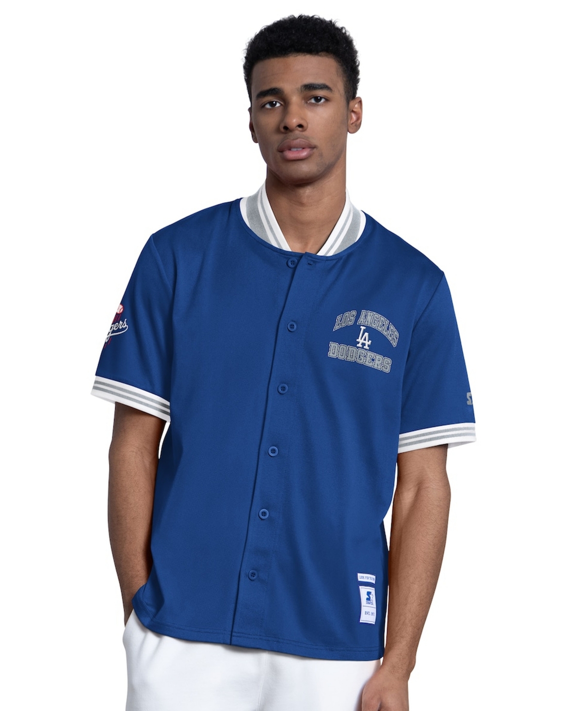 Click here for Starter Mens Royal Los Angeles Dodgers Button-Up S... prices