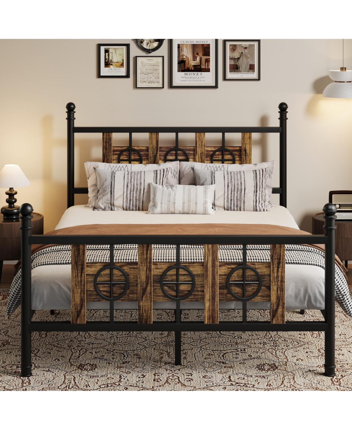 Click here for homfan Durable Metal Platform Bed Frame with Retro... prices