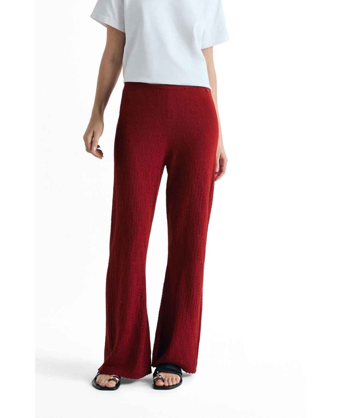Click here for Scalpers Womens Set Pointelle Knit Pant - Red prices