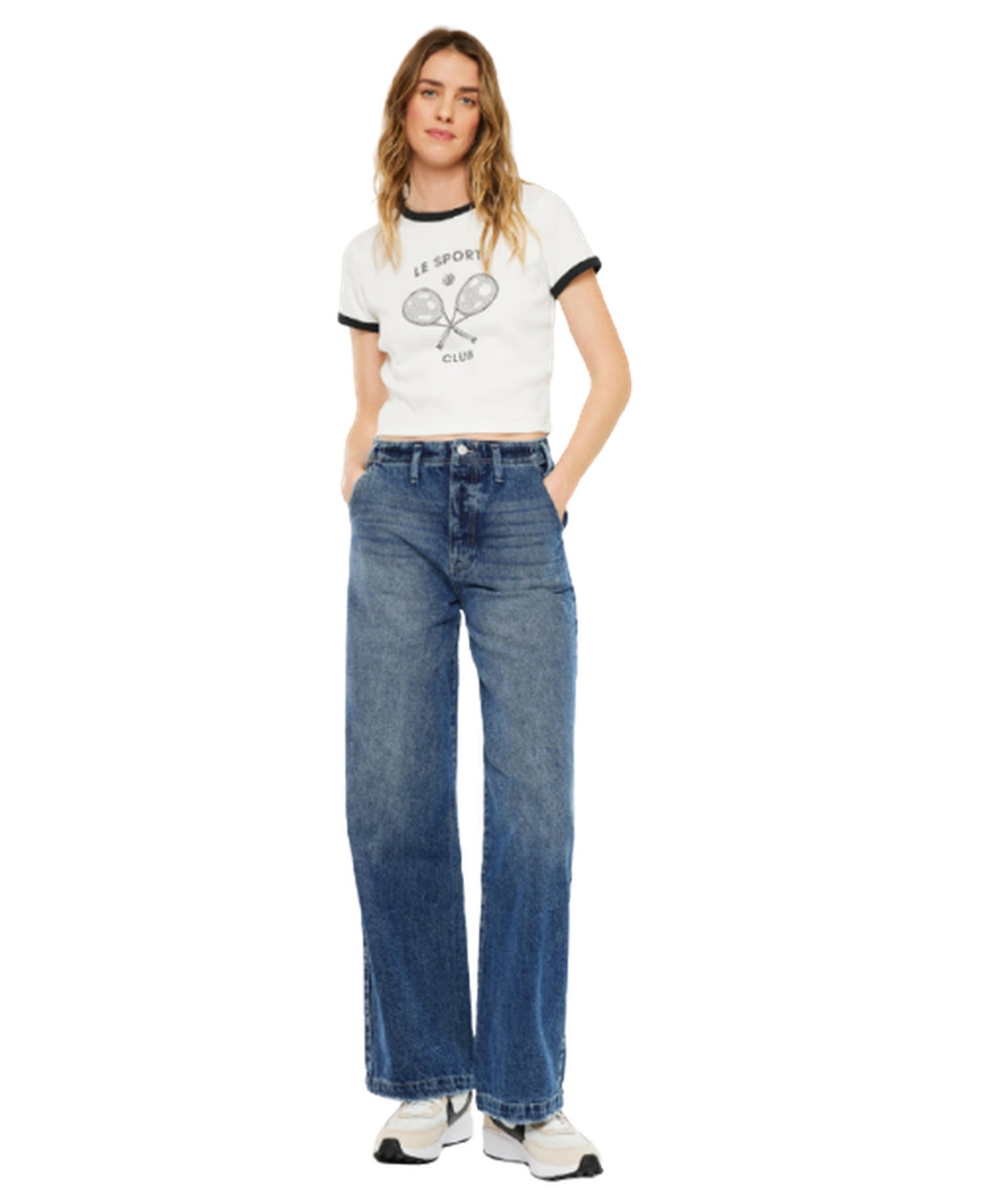 Click here for KanCan Womens Sterling High Rise 90s Wide-Leg Jean... prices