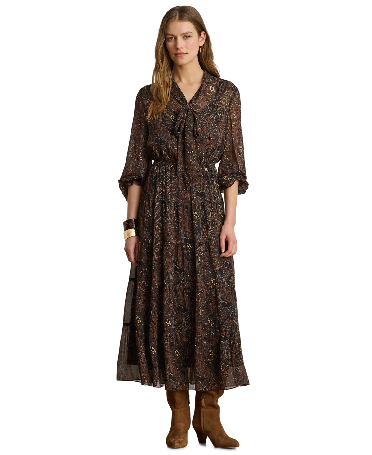 Click here for Lauren Ralph Lauren Petite Paisley Georgette Tie-N... prices
