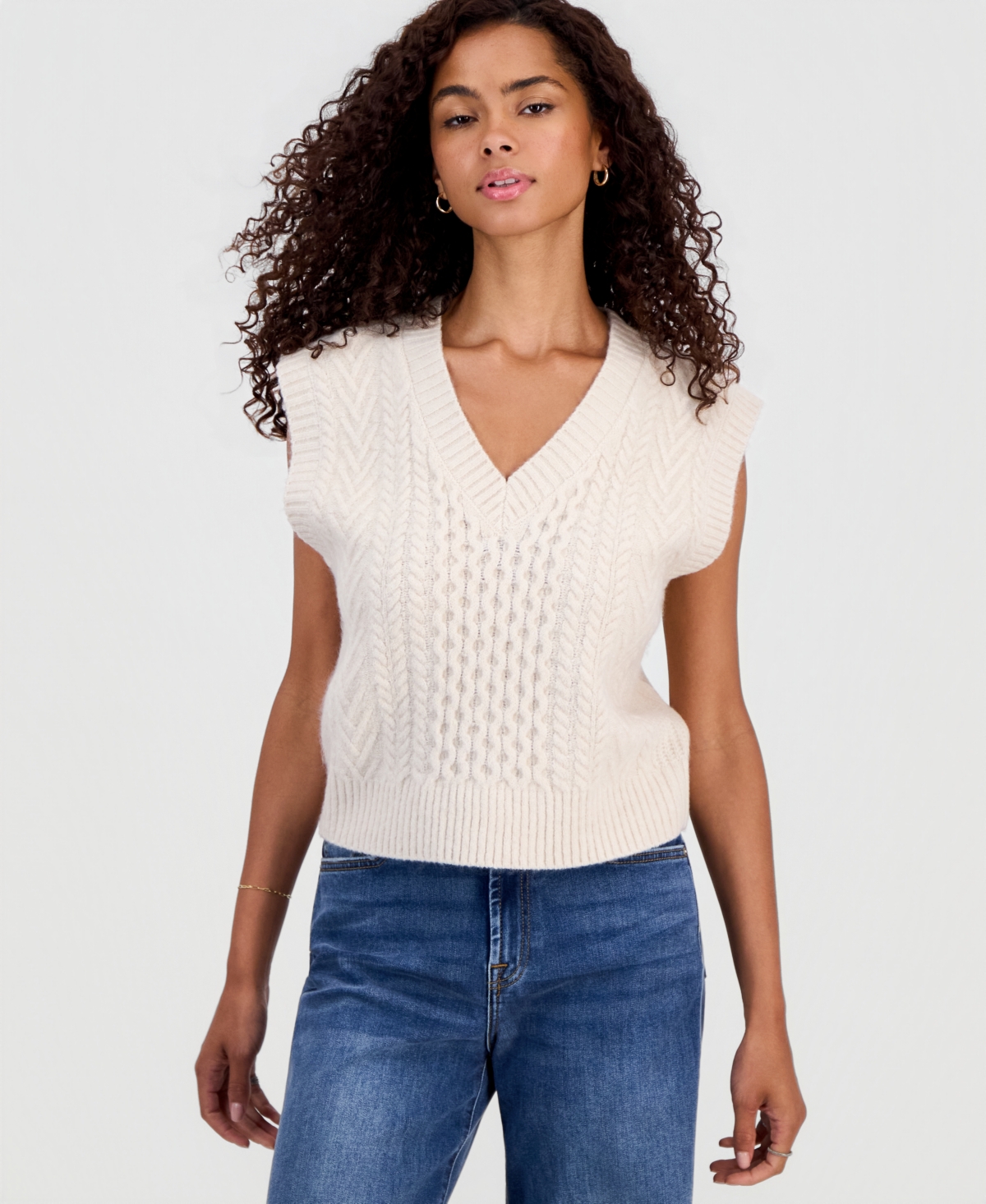 Click here for Hooked Up by Iot Juniors Cable-Knit Sweater Vest -... prices
