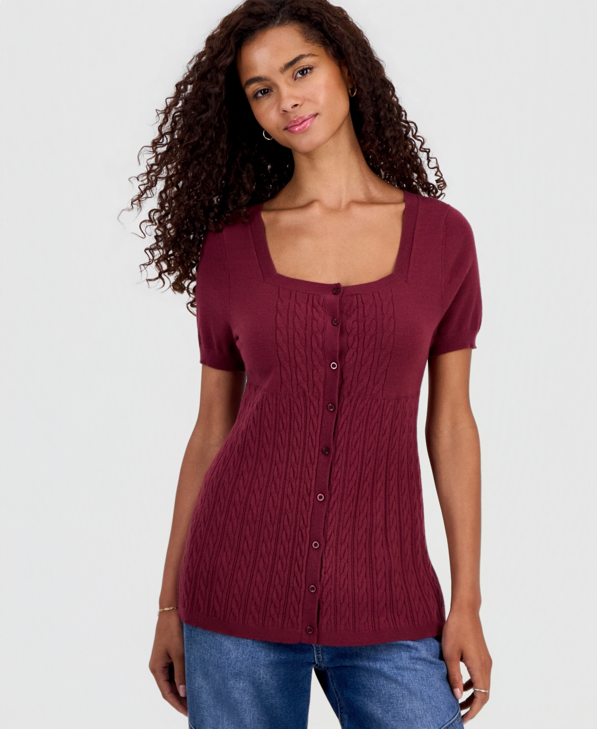 Click here for Hooked Up by Iot Juniors Short-Sleeve Babydoll Swe... prices