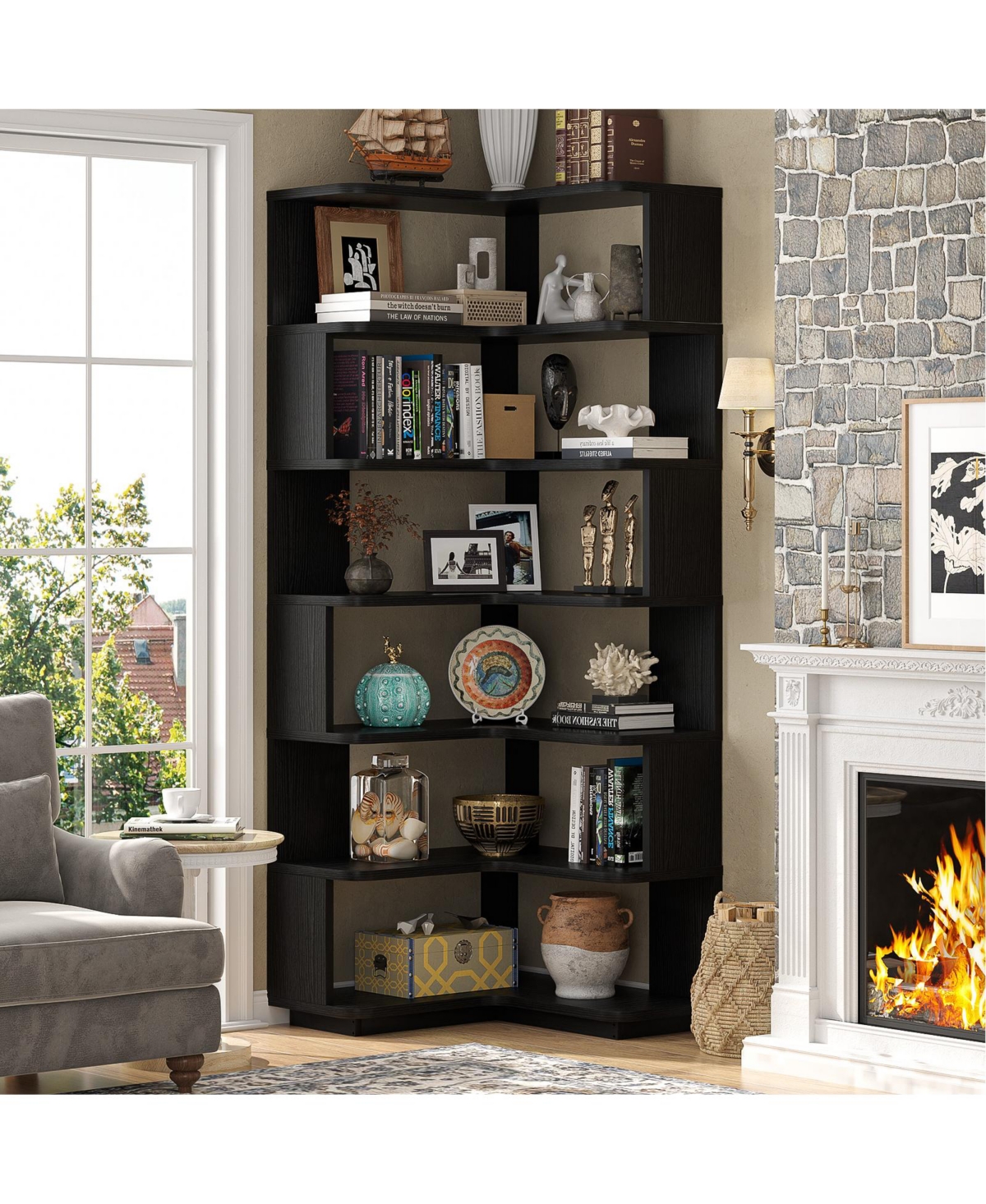 Click here for Aheaplus 6-Tier Corner Bookshelf  Space-saving Boo... prices