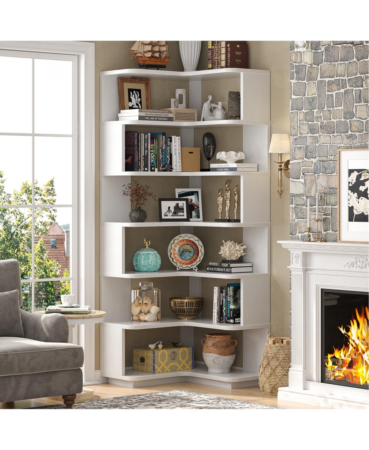 Click here for Aheaplus 6-Tier Corner Bookshelf  Space-saving Boo... prices