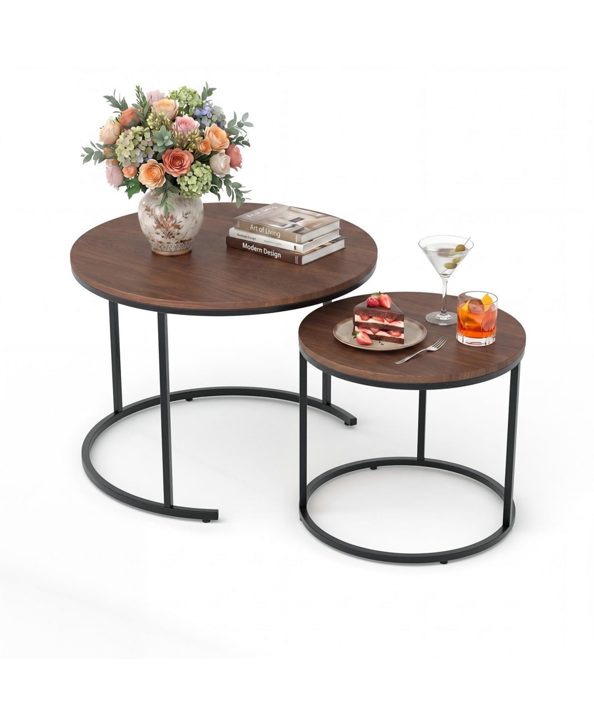 Click here for gaomon Round Nesting Coffee Table Set of 2  Round... prices