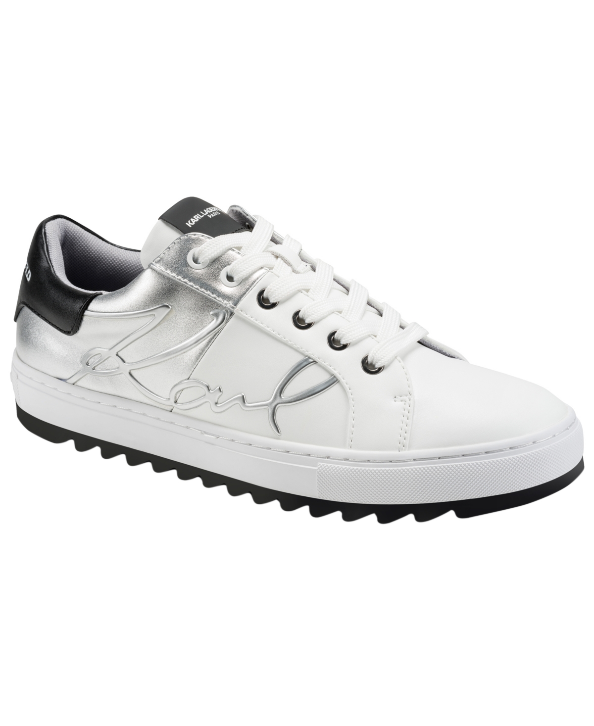 Click here for Karl Lagerfeld Mens Lace-Up Sneakers - WHITE/SILVE... prices