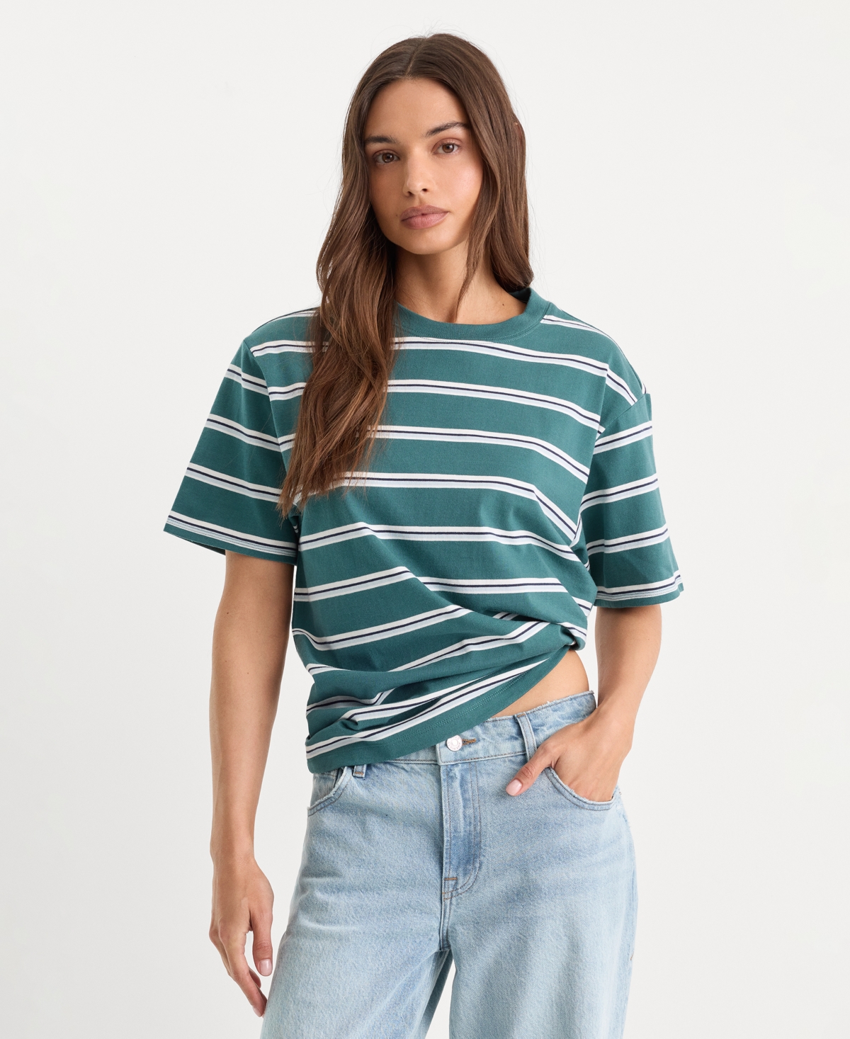 Click here for Good American Womens Cotton Oversized T-Shirt - Ha... prices