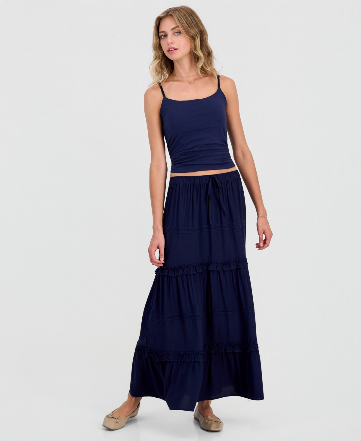 Click here for Celebrity Pink Juniors Tiered Pull-On Maxi Skirt -... prices