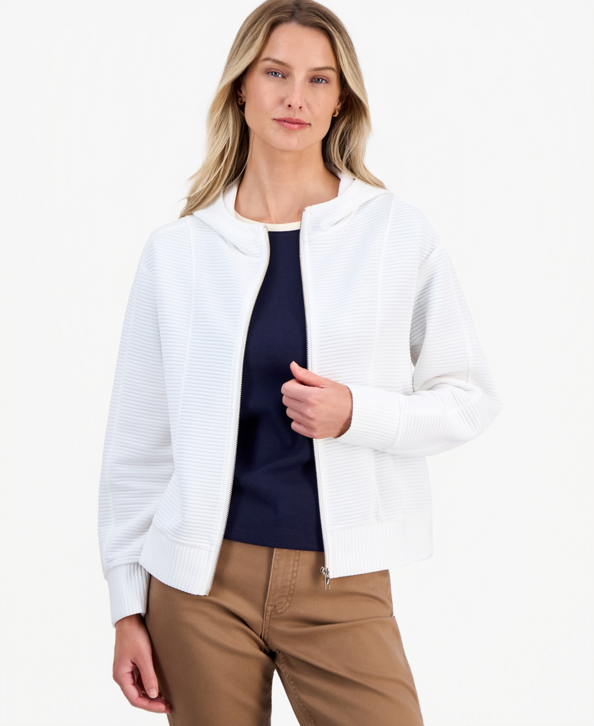 Click here for Nautica Womens Ottoman-Stitched Zippered Hoodie -... prices