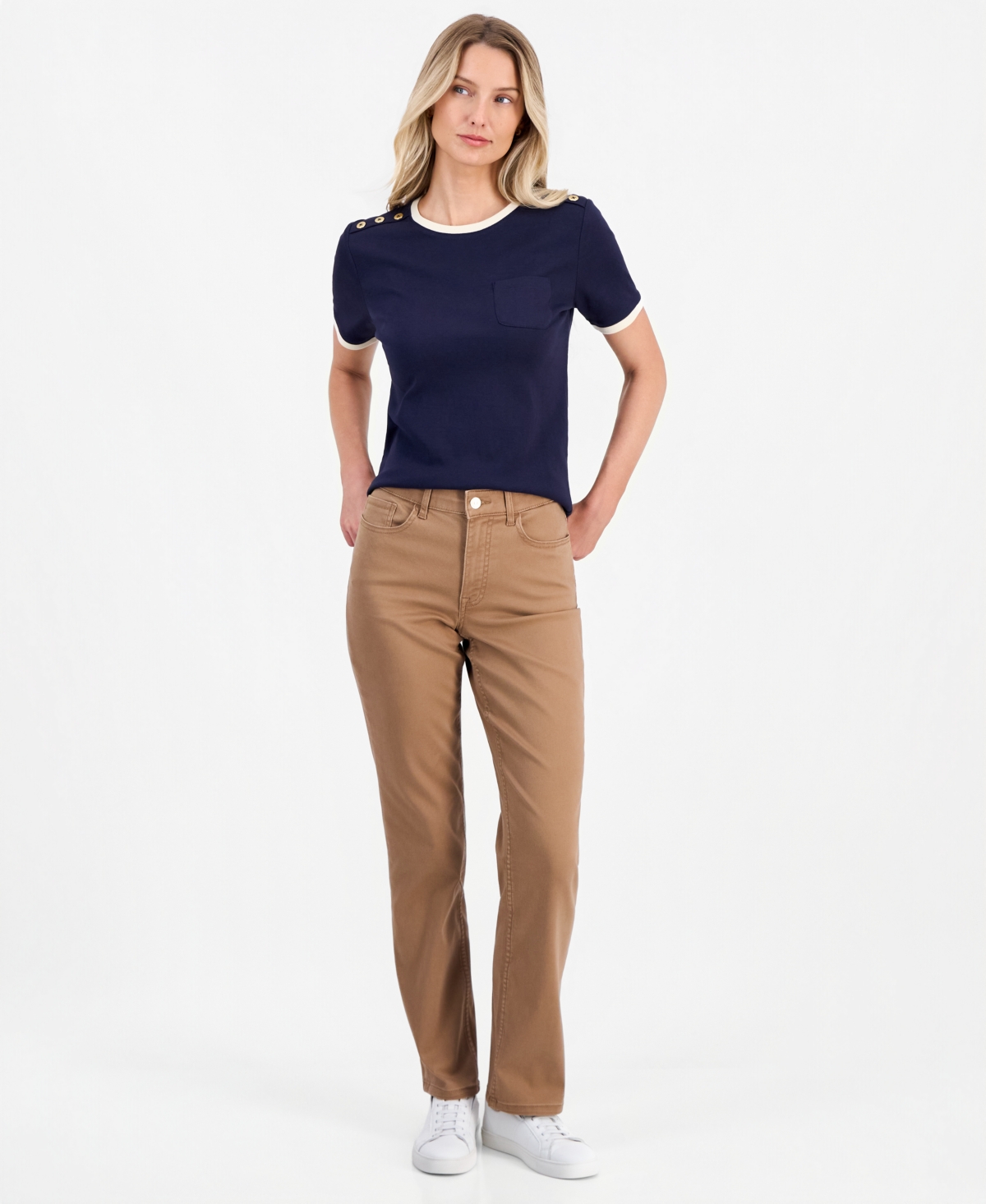 Click here for Nautica Womens Bay Sateen Straight Mid-Rise Pants... prices