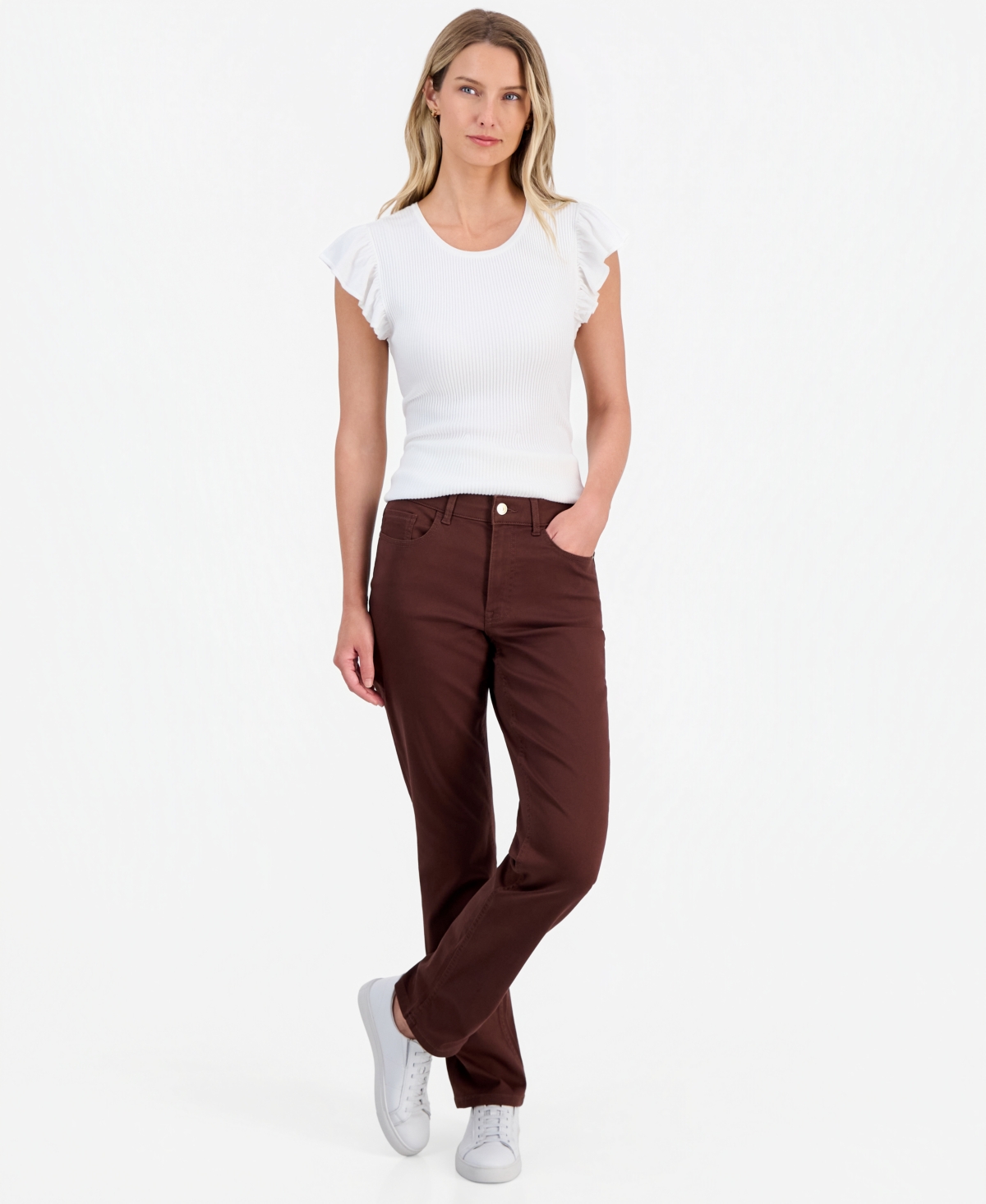 Click here for Nautica Womens Bay Sateen Straight Mid-Rise Pants... prices