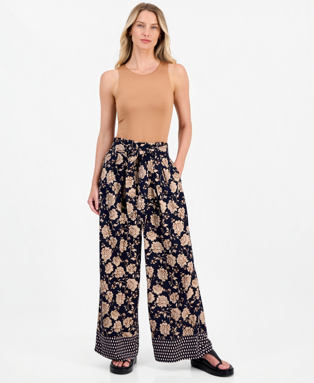 Click here for Nautica Womens Floral-Print Wide-Leg Paperbag-Wais... prices