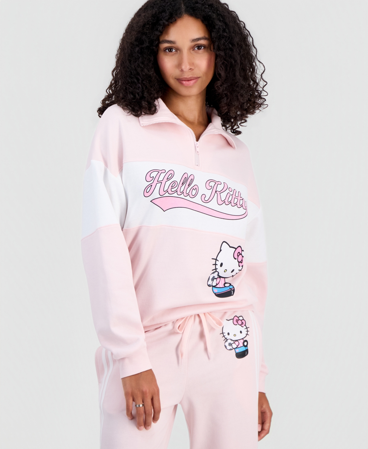 Click here for Sanrio Juniors Hello Kitty Varsity Quarter-Zip Fle... prices