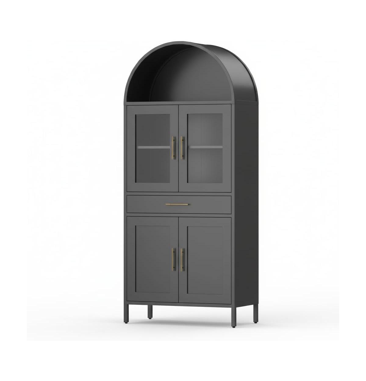 Click here for gaomon 73 Inch Arched Cabinet with Glass Doors  Me... prices