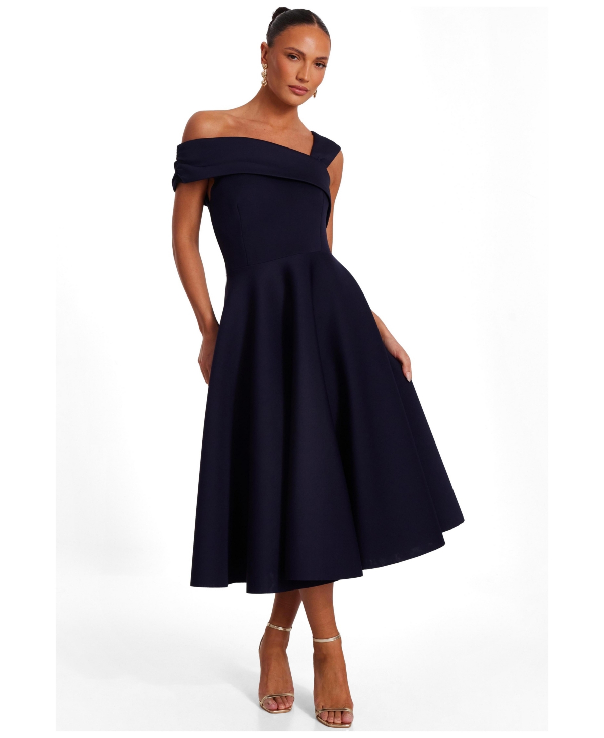 Click here for Quiz Womens Asymmetric Midi Dress - Navy prices