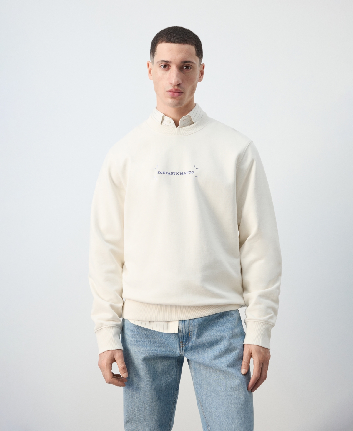 Click here for Mango Mens Cotton Printed Sweatshirt - Off White prices