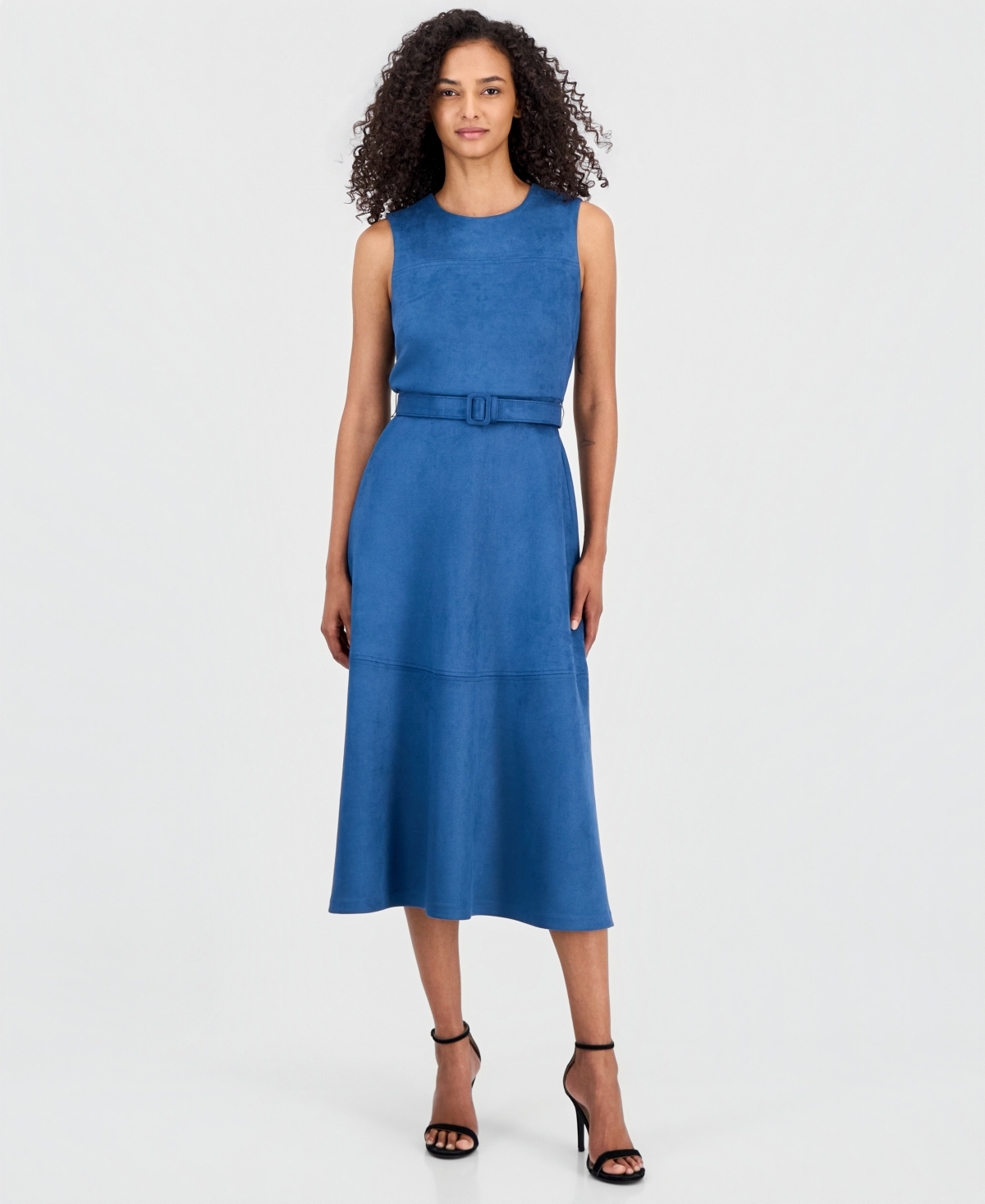 Click here for Anne Klein Womens Sleeveless A-Line Midi Dress - D... prices