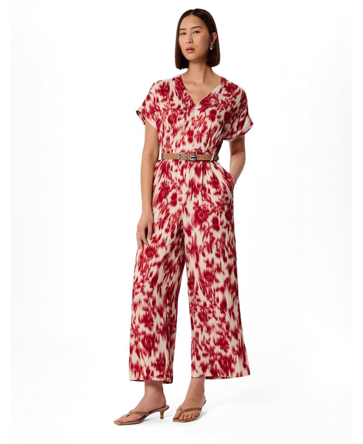 Click here for Whistles Womens Blurred Floral Tie Jumpsuit - Red/... prices