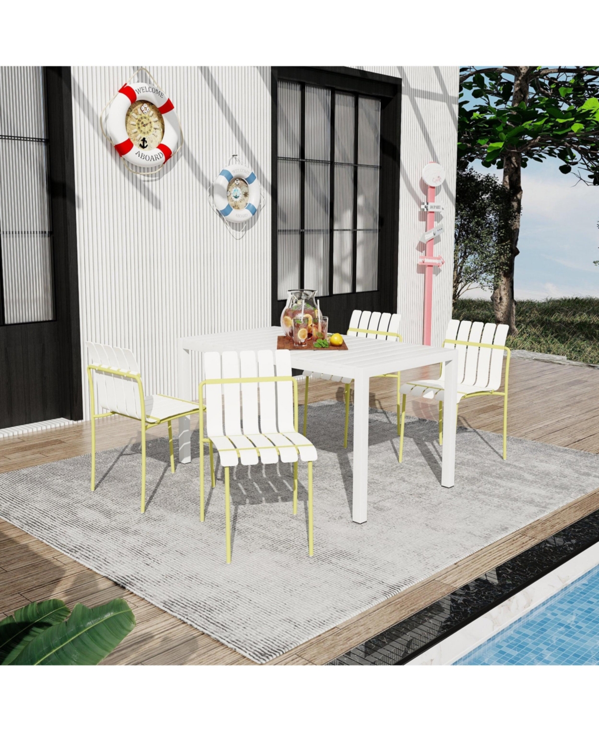 Click here for Mondawe 5-Piece Outdoor Dining Set - 55 Inch Table... prices