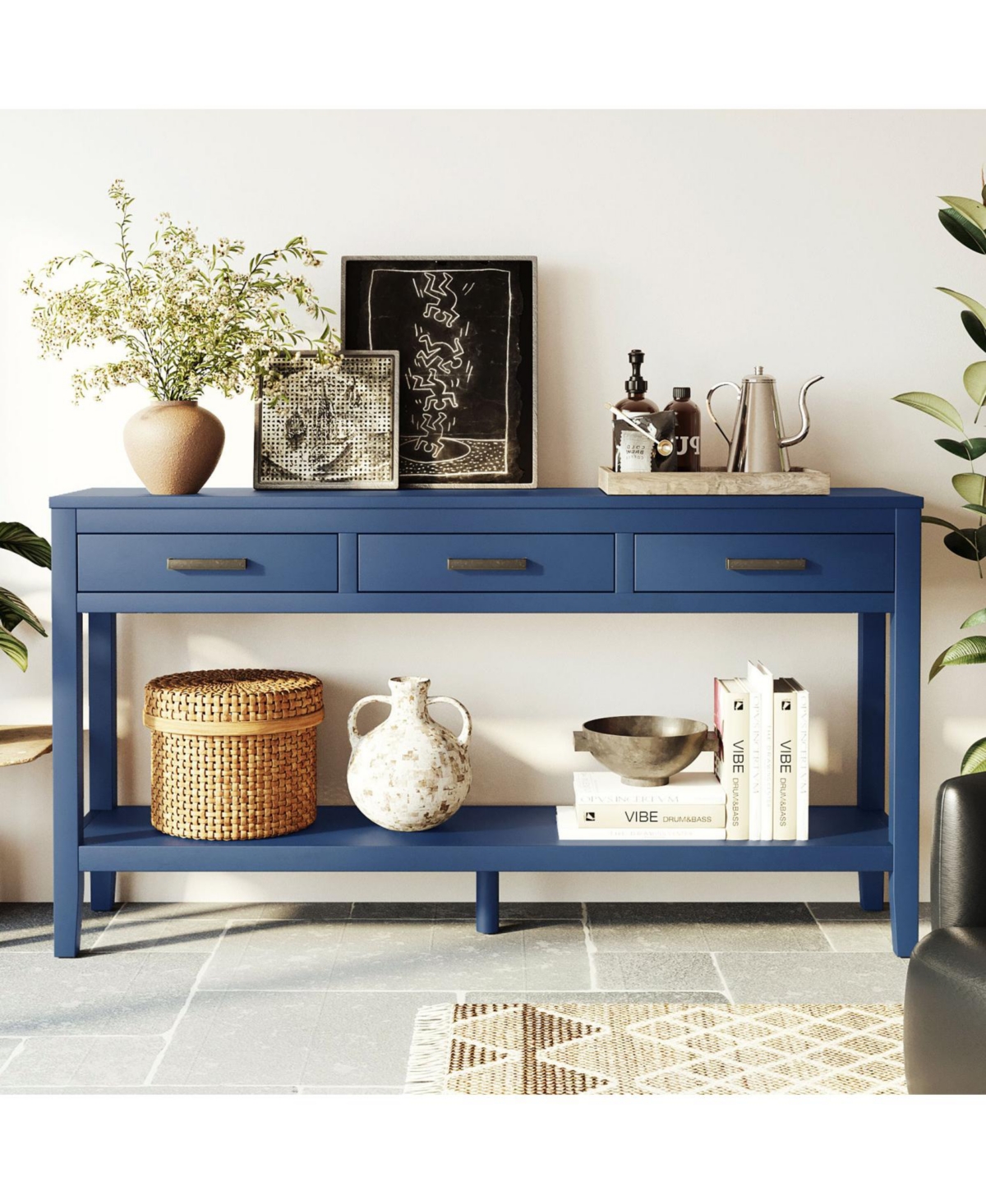 Click here for Rainsken 59 Farmhouse Entryway Table  with 3 Stora... prices