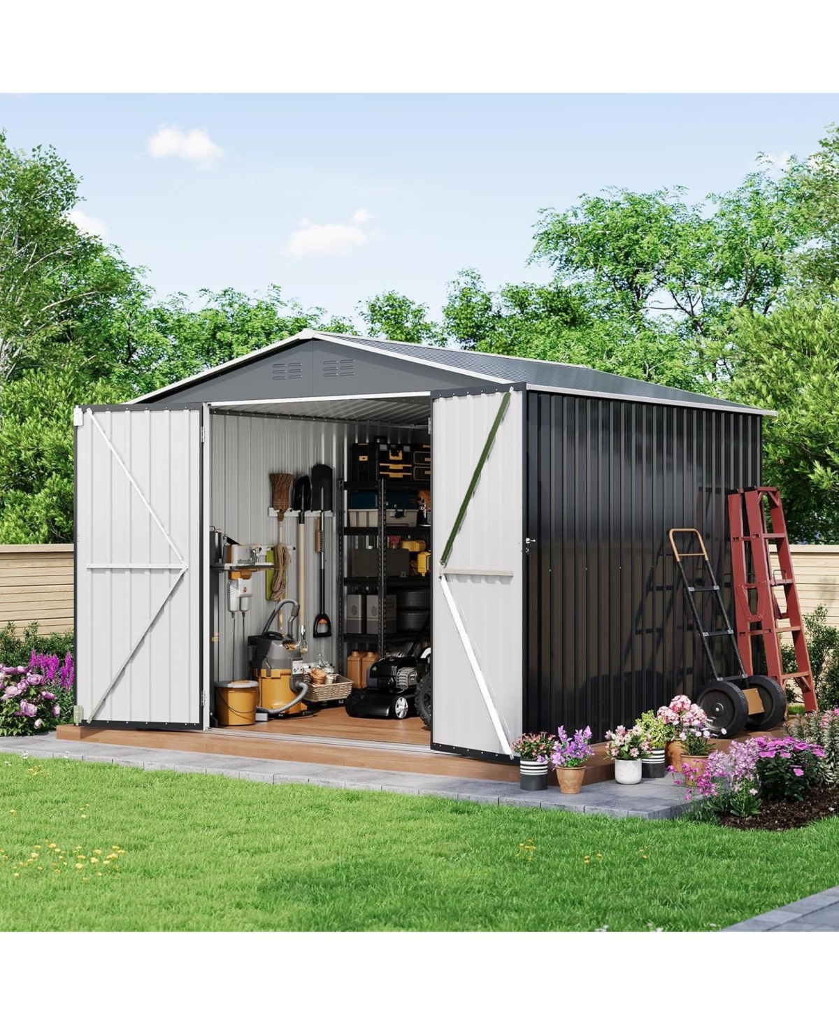 Click here for Outdoor Metal Garden Tool Shed With Lockable Door... prices
