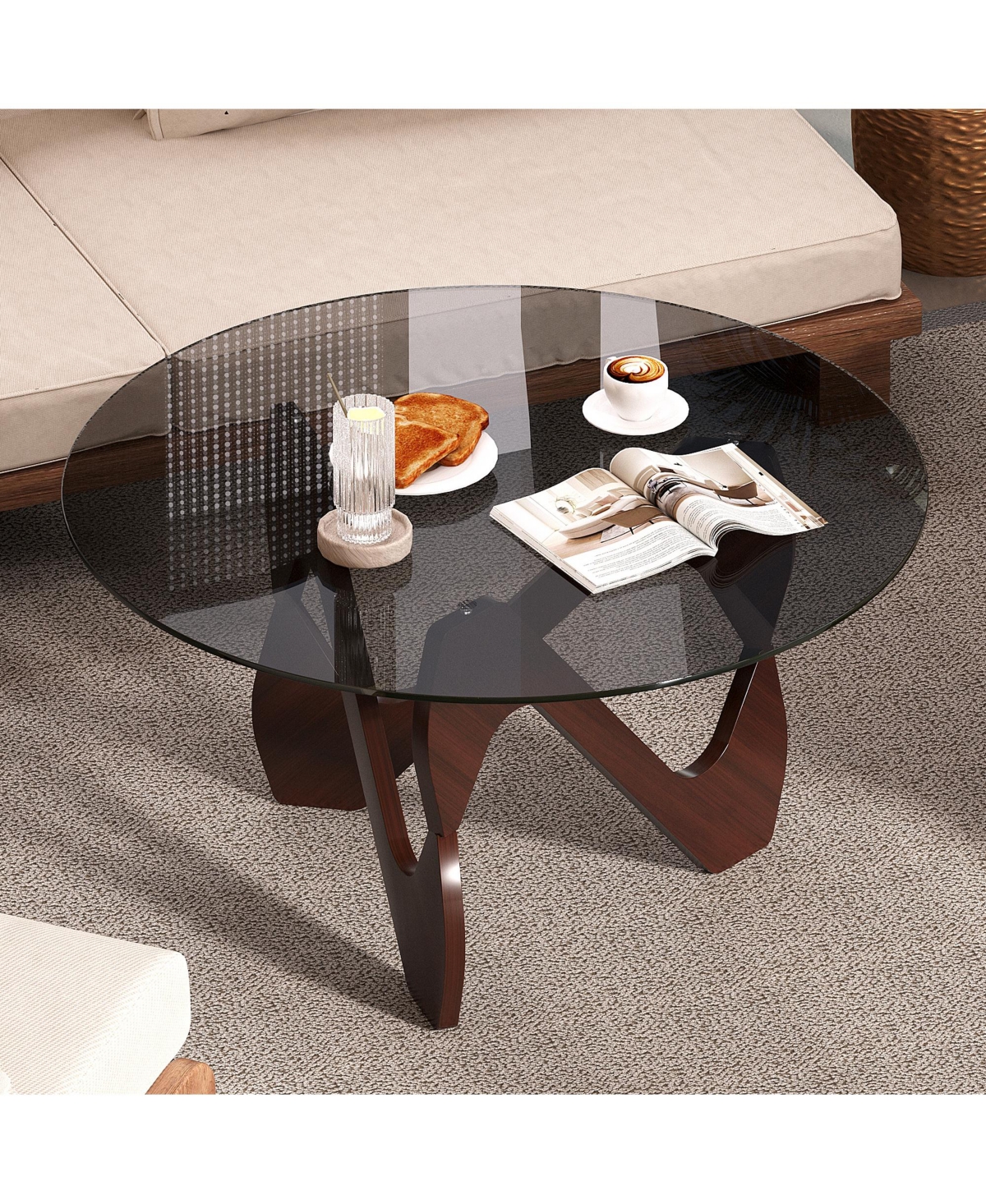 Click here for Vlsrka Modern Round Glass Coffee Table  Sculptural... prices