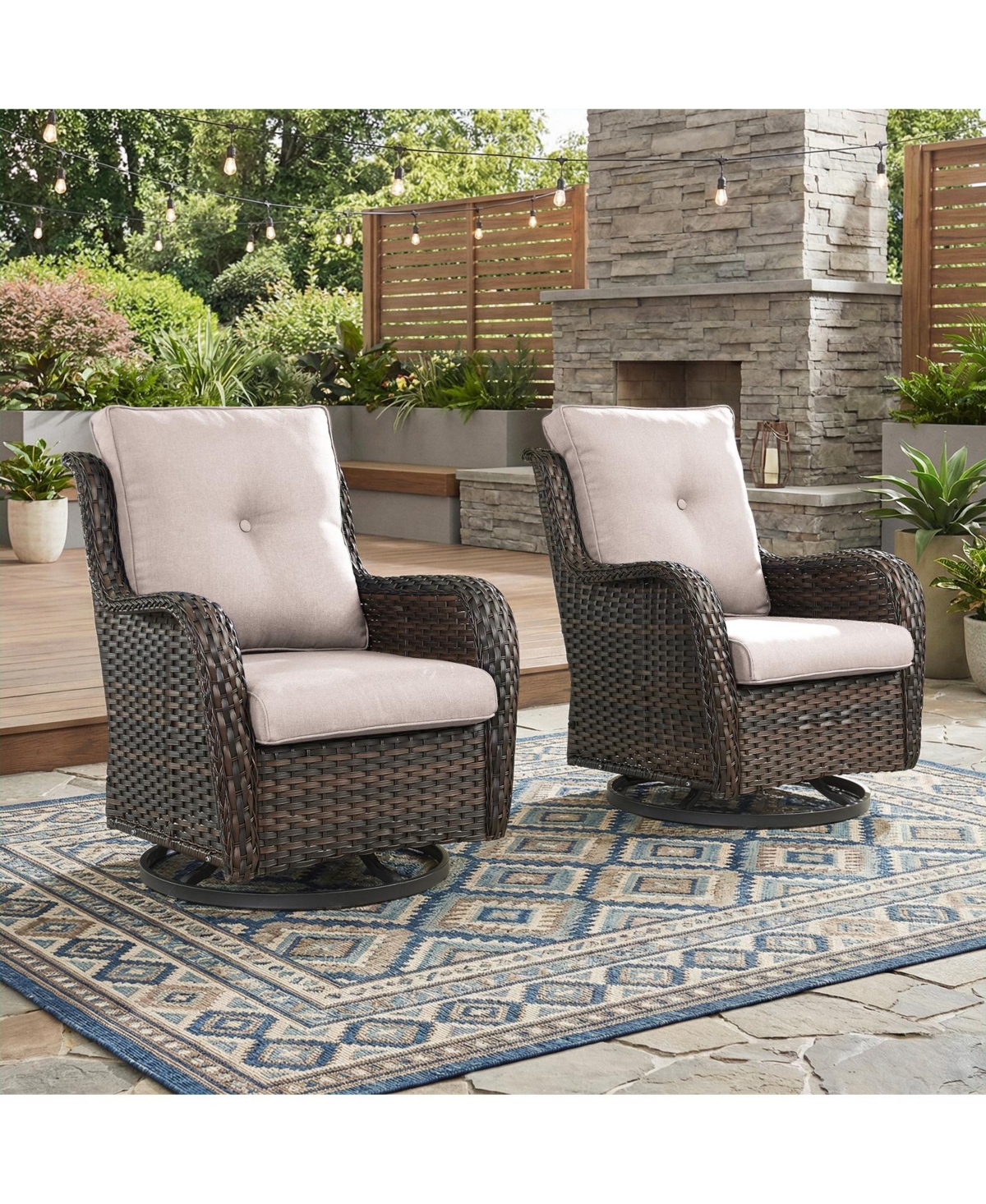 Click here for Pocassy Outdoor Swivel Chairs Set of 2 Patio Wicke... prices
