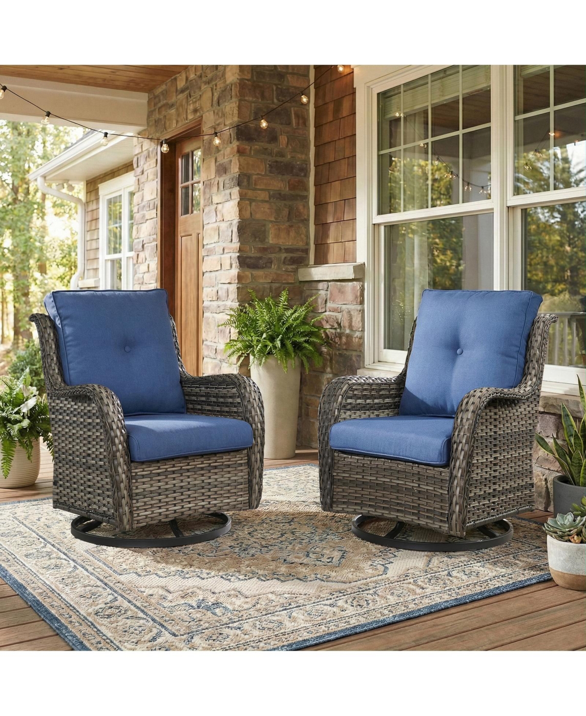 Click here for Pocassy Outdoor Swivel Chairs Set of 2 Patio Wicke... prices