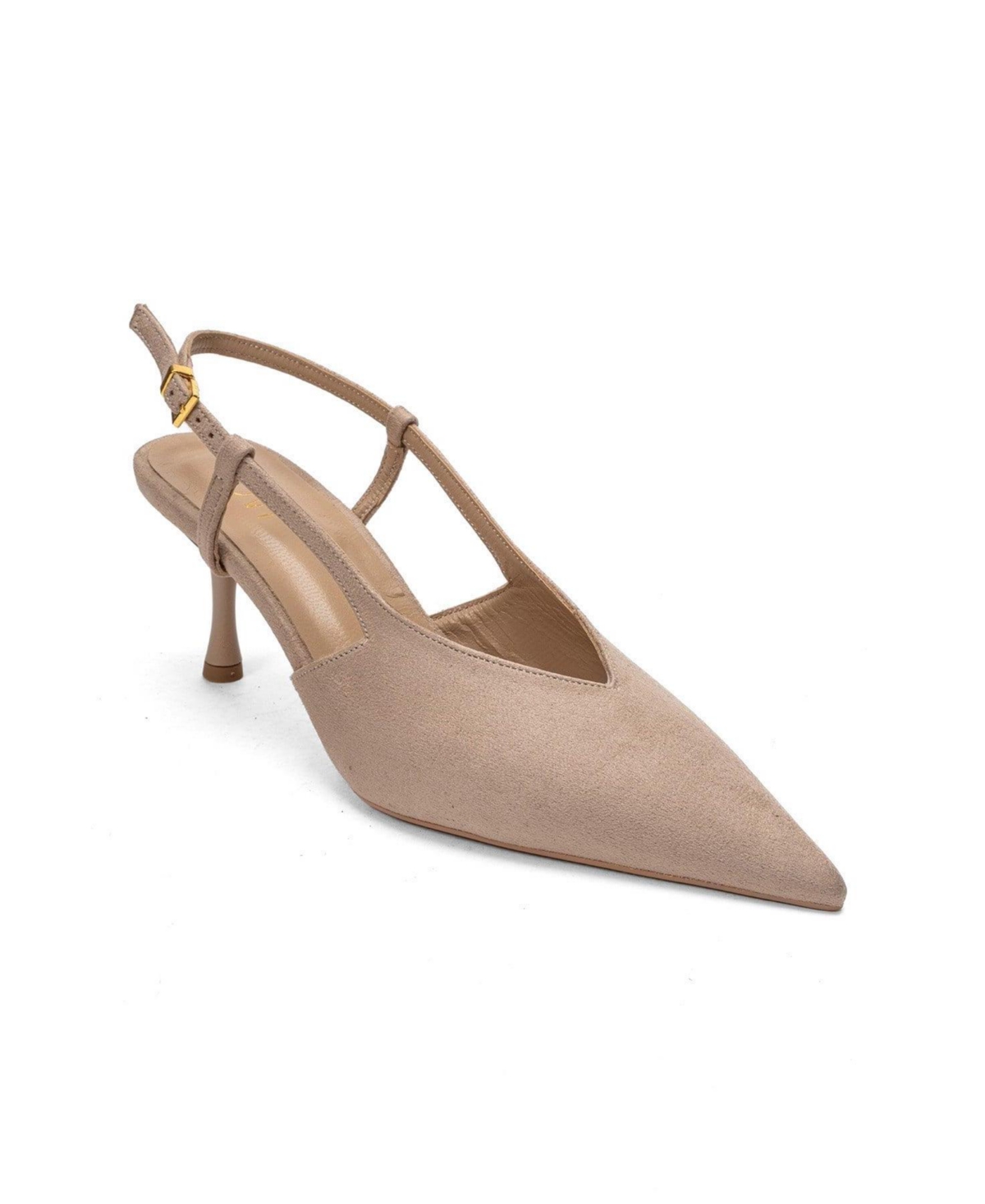 Click here for Prologue Shoes Irena Pointed Toe Pump - Beige sued... prices