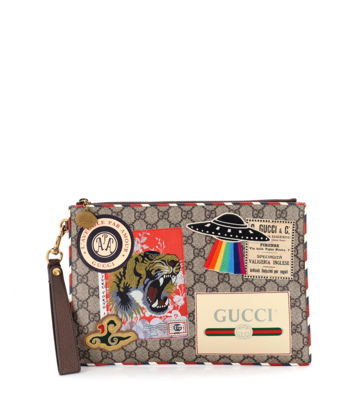 Click here for Pre-Owned Gucci Courrier Pouch Gg Coated Canvas wi... prices