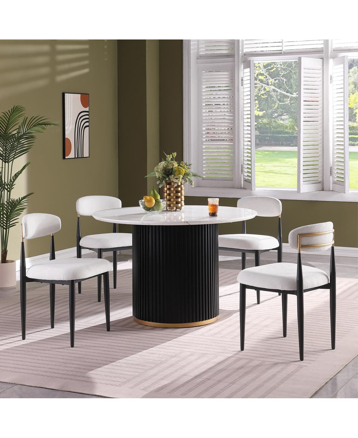 Click here for Streamdale Furniture 46 Inch Round Faux Marble Din... prices