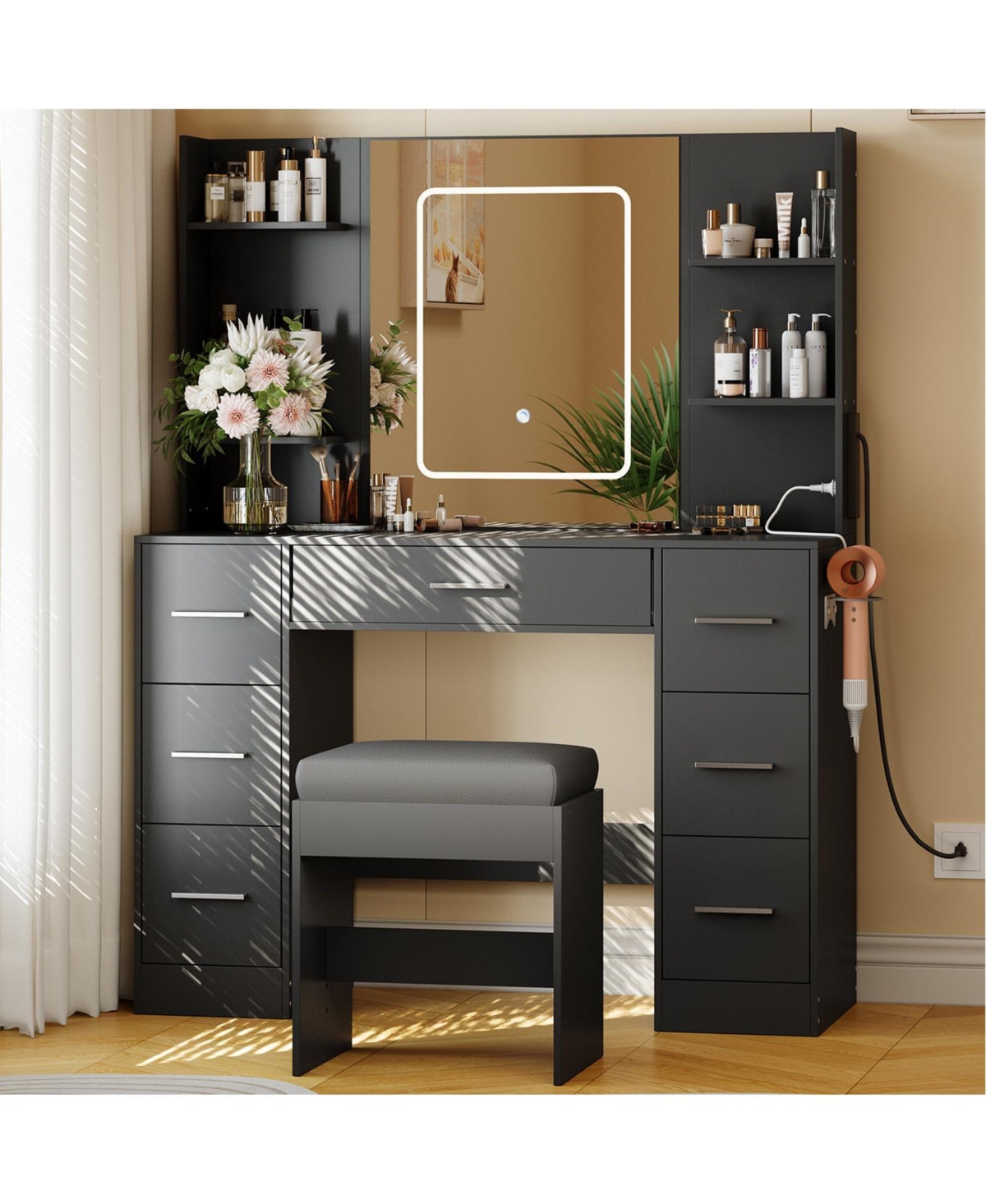 Click here for gaomon 43 Large Vanity Desk with 3 Colors Led Ligh... prices