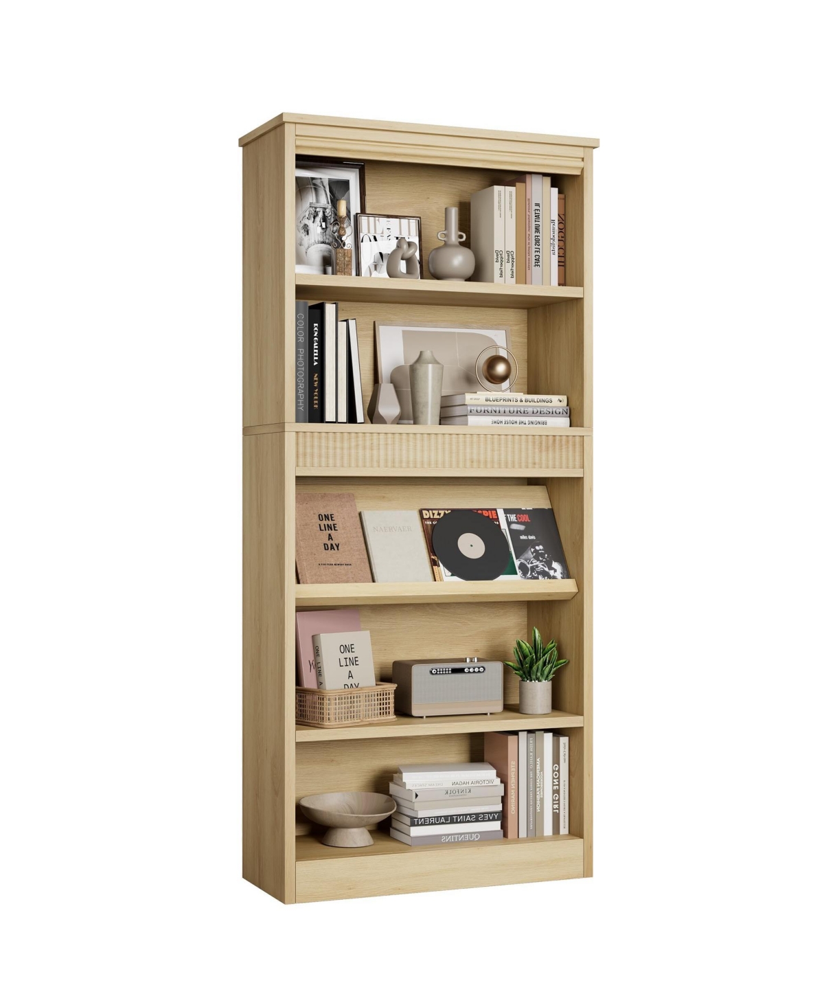Click here for gaomon 71 Inch 5-Tier Wooden Bookshelf - Large Cap... prices