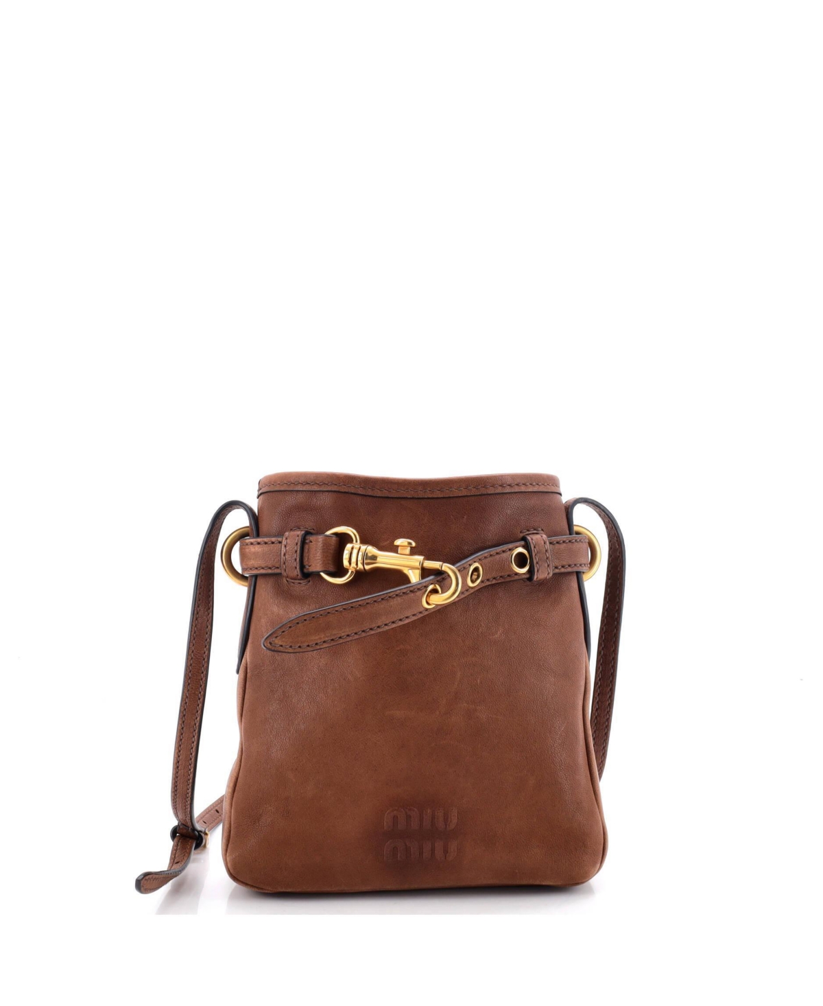 Click here for Pre-Owned Miu Miu Mini Aventure Pouch Leather - Br... prices