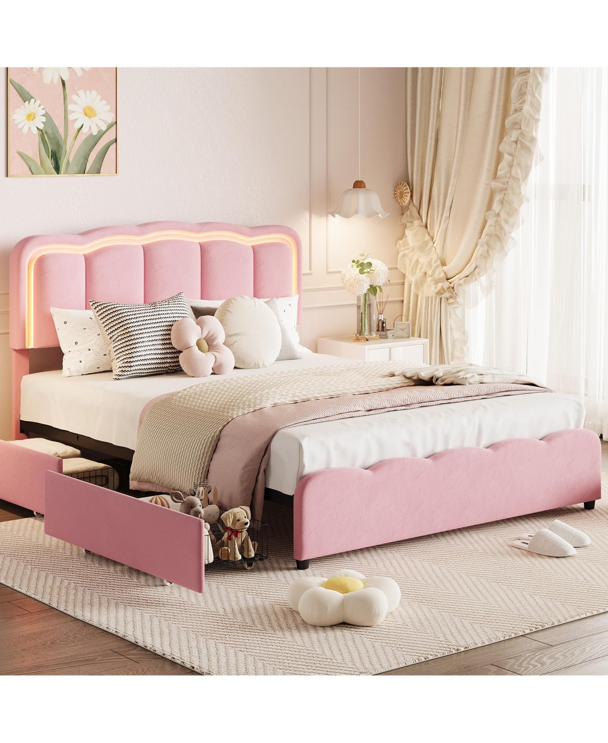 Click here for homfan Bed Frame with 2 Storage Drawers  Led Light... prices