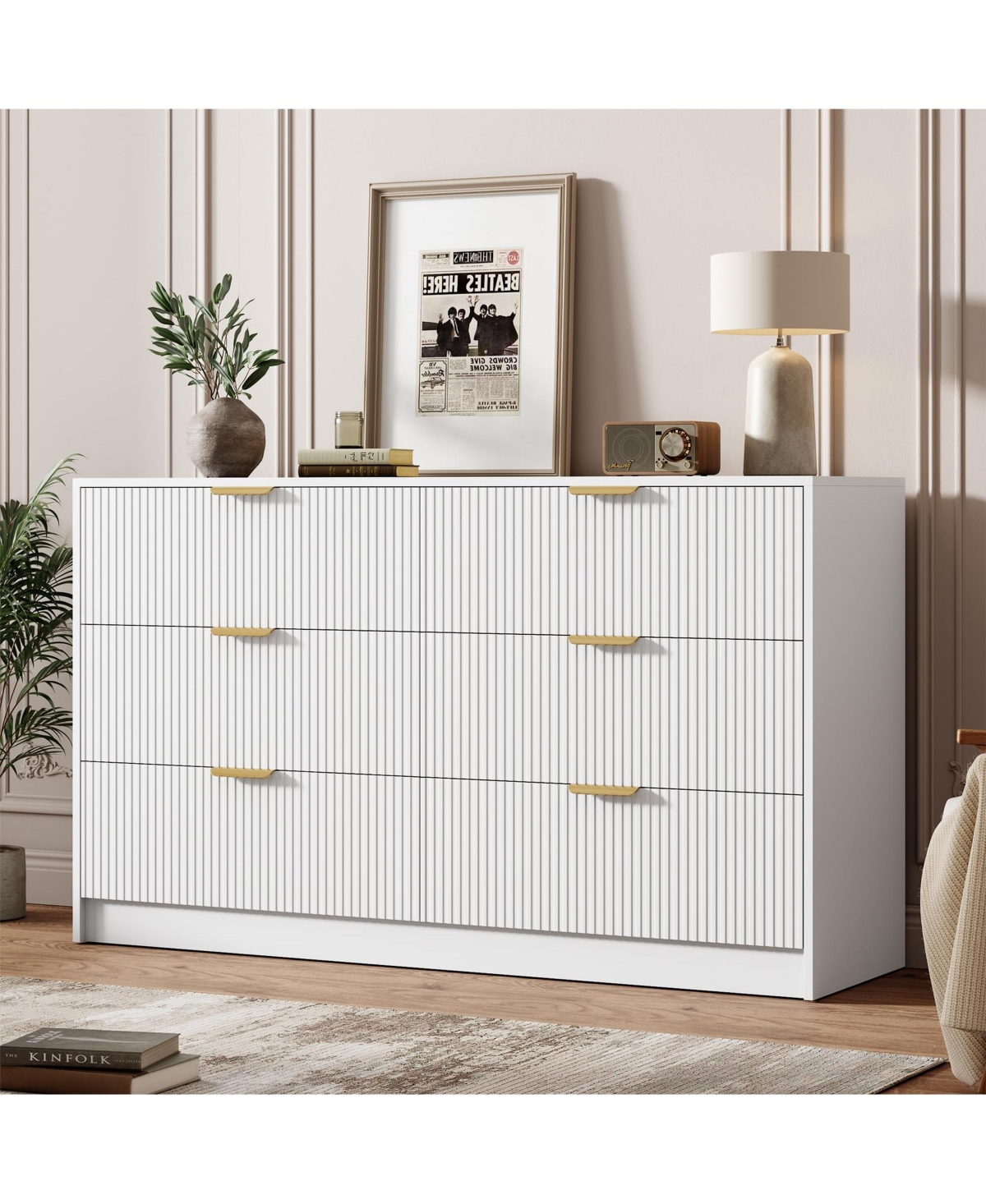 Click here for homfan 6-Drawer Fluted Dresser Chest with Metal Ha... prices