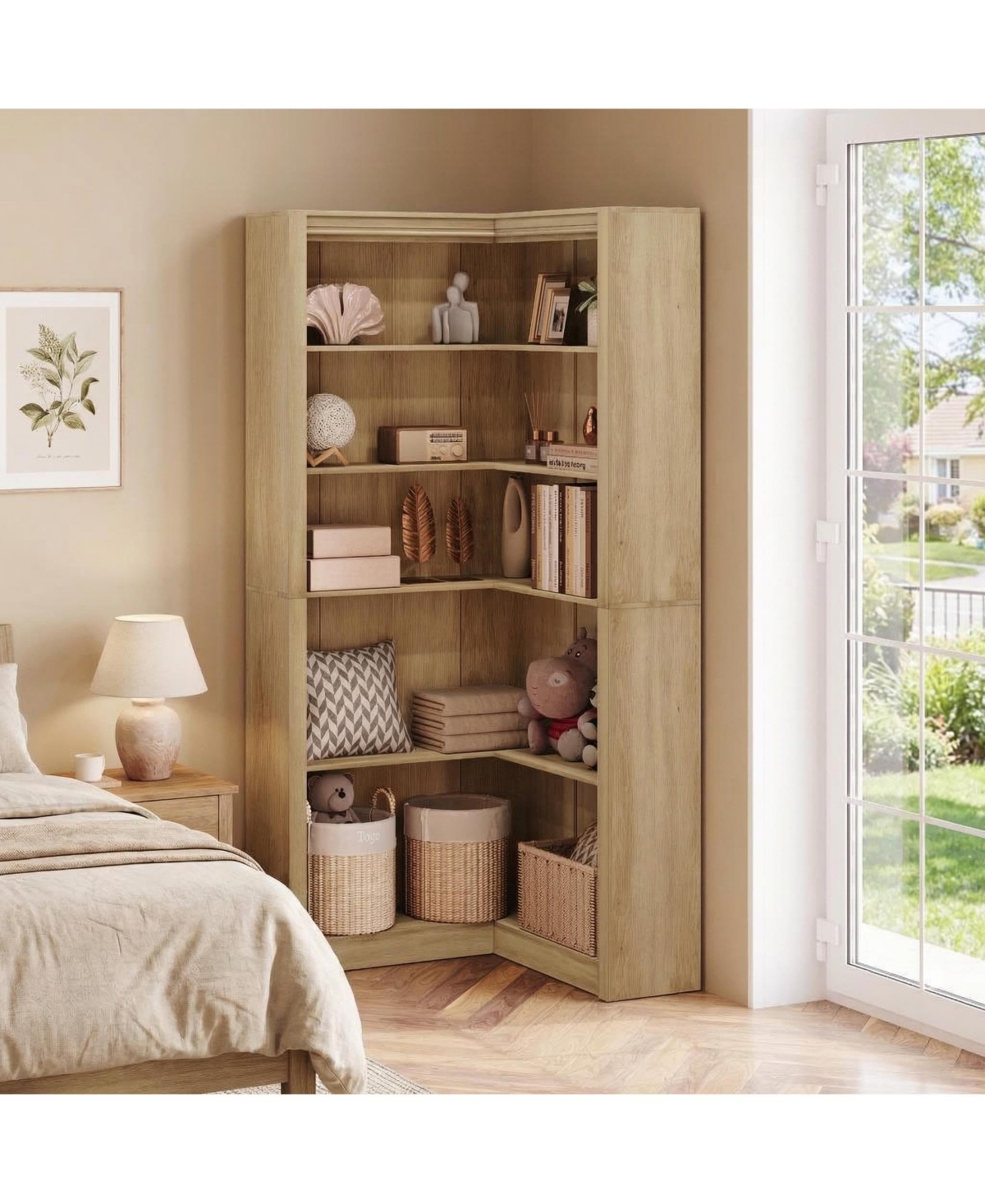Click here for gaomon Large Industrial Corner Bookshelf â 5-Tie... prices