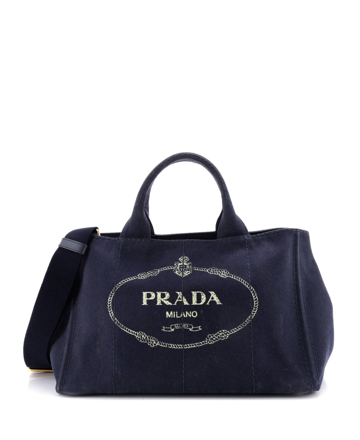 Click here for Pre-Owned Prada Large Canapa Convertible Tote Canv... prices