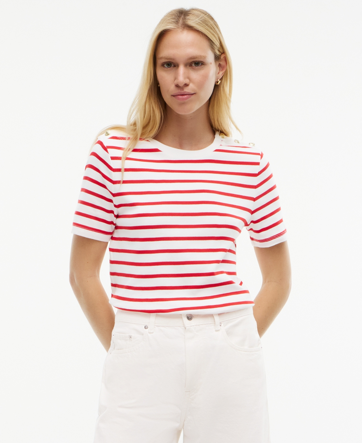 Click here for Tommy Hilfiger Womens Ribbed Boxy Crewneck T-Shirt... prices