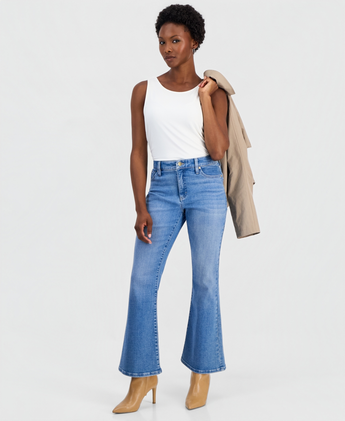 I.n.c. International Concepts Petite High-Rise Flare-Leg Jeans  Macys Exclusive - Crosby