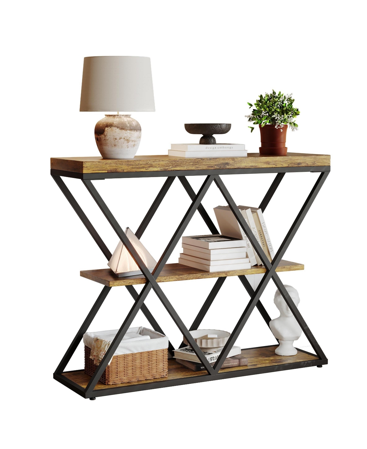 Click here for homfan Industrial 3-Tier Entryway Console Table wi... prices