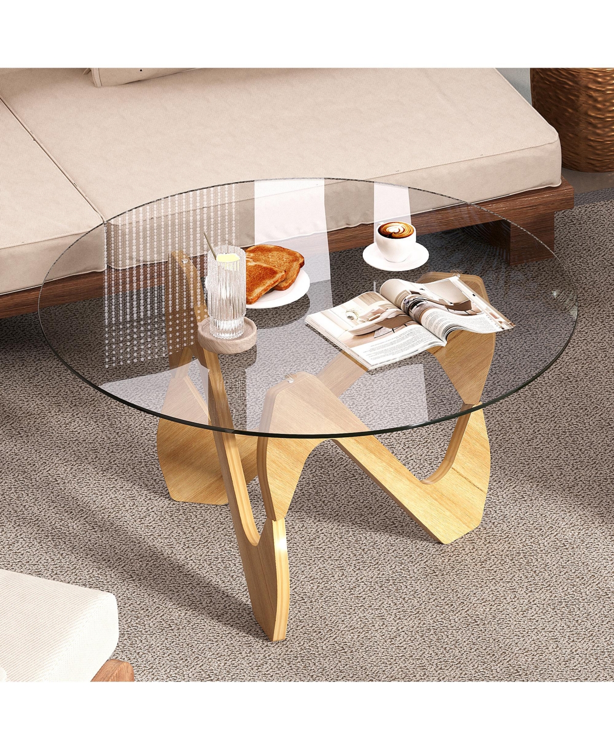 Click here for Vlsrka Modern Round Glass Coffee Table  Sculptural... prices