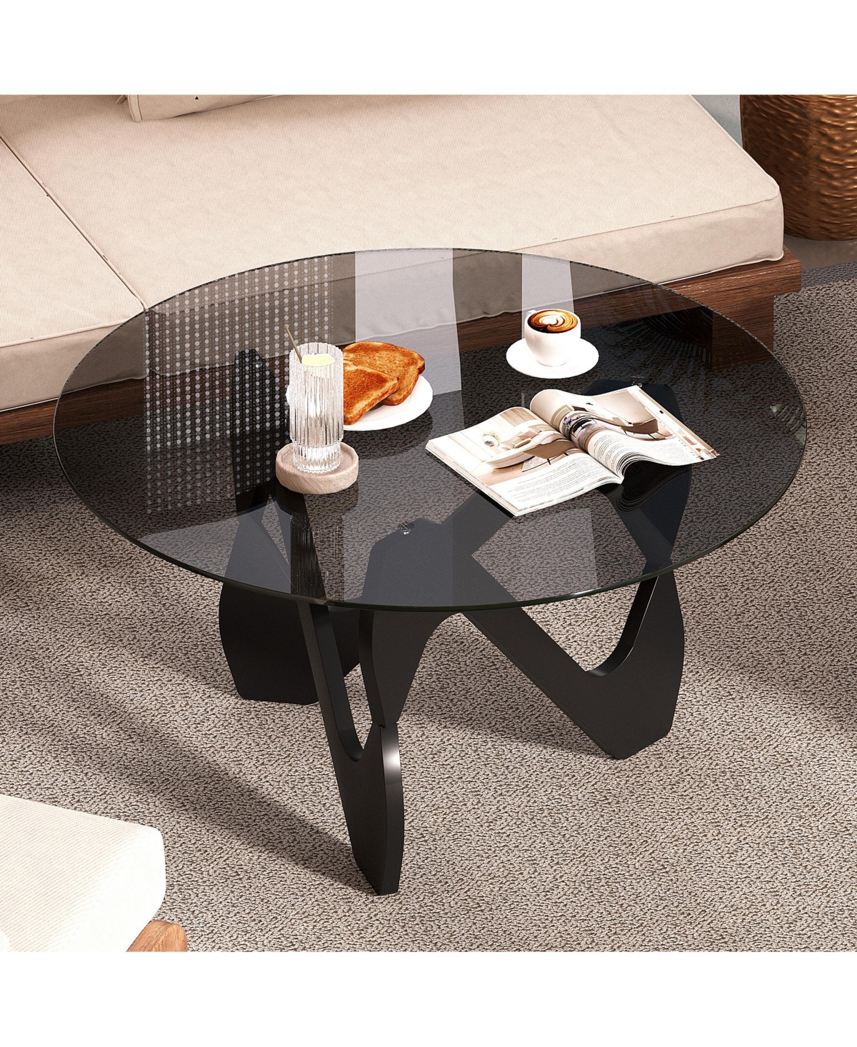 Click here for Vlsrka Modern Round Glass Coffee Table  Sculptural... prices