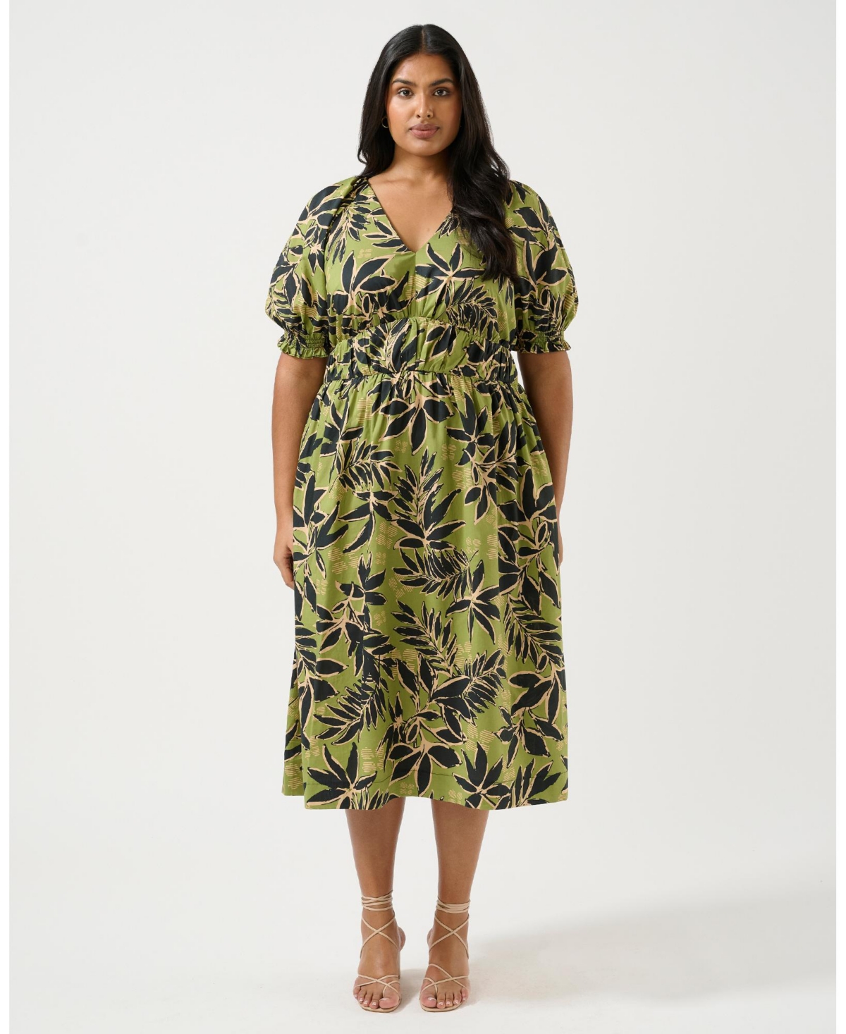 Click here for Estelle Wildleaf Cotton Midi Dress - Print prices