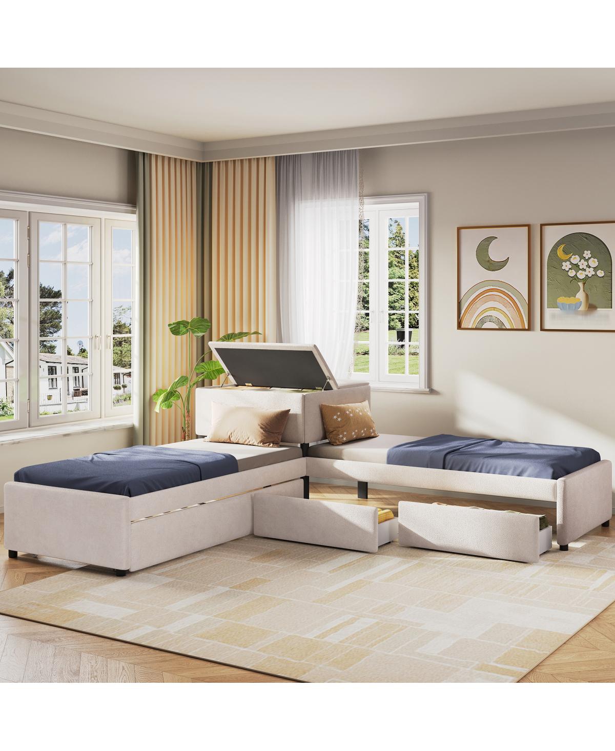 Click here for Streamdale Furniture L-Shaped Upholstered Twin Pla... prices