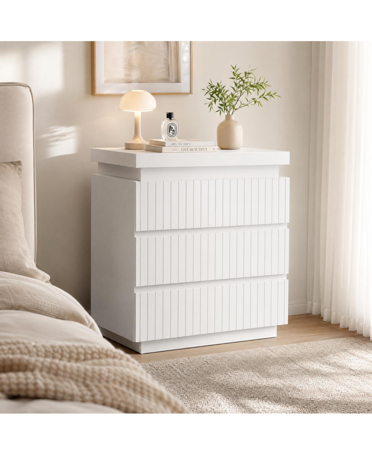 Click here for homfan 3-Drawer Dresser with Fluted Design and Flo... prices