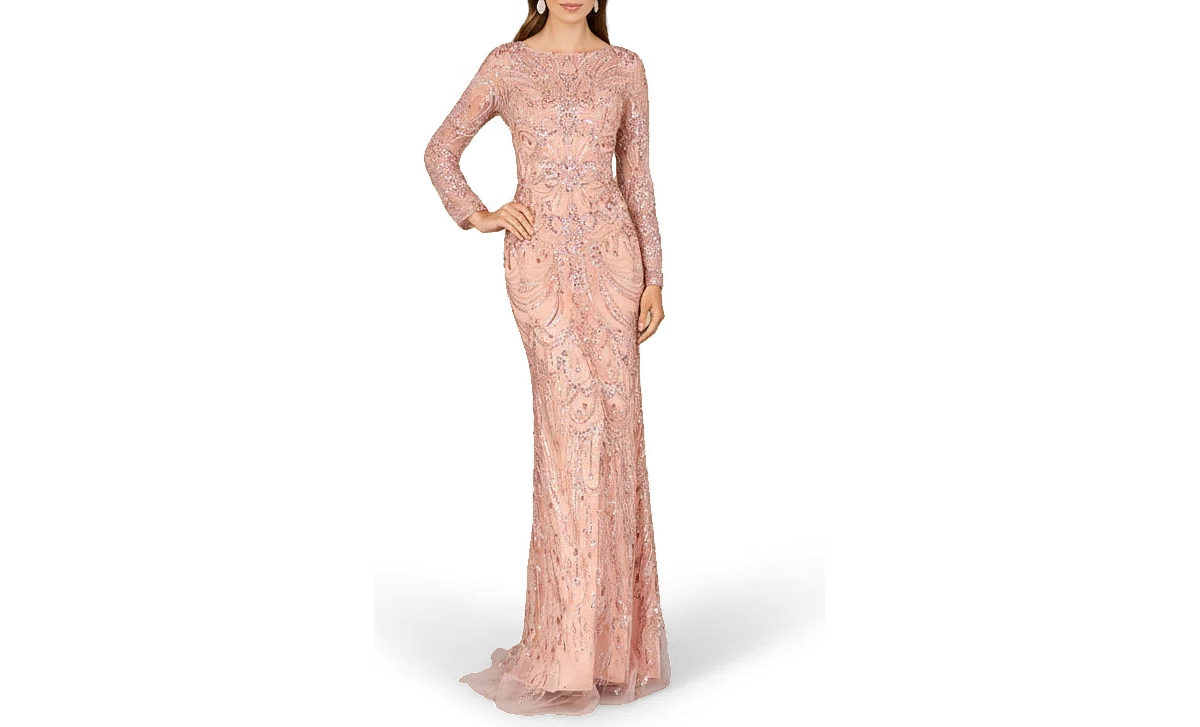 Click here for Lara Womens Long Sleeve Lace Gown - Blush prices