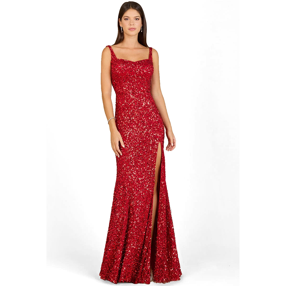 Click here for Womens Sweetheart Neckline  Beaded Gown with Slit... prices